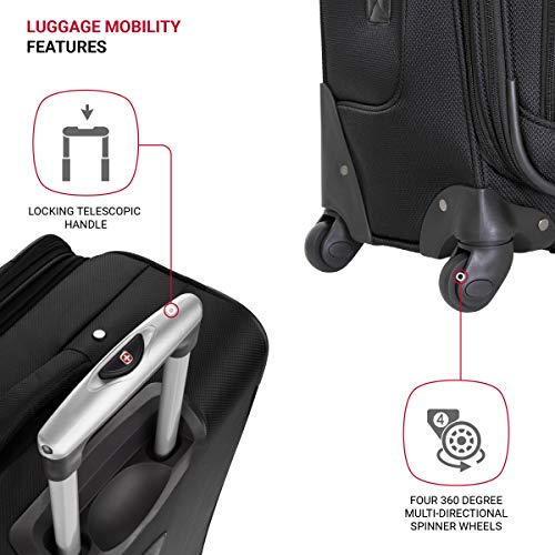 SwissGear Sion Softside Expandable Roller Luggage, Black, Checked-Large 29-Inch