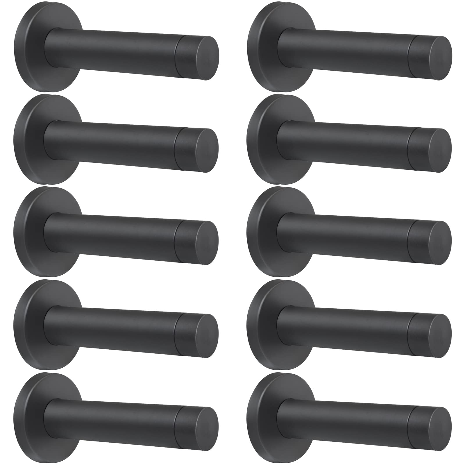 DOKU 10Pcs Door Stop, 3.5 Inch Heavy Duty 304 Stainless Steel Door Stopper with Rubber Tips Bumper, Wall Mounted Door Holder Protection Sound Dampening, Matte Black