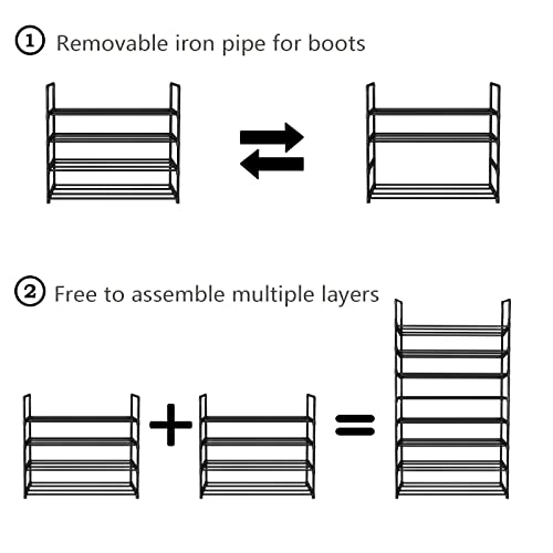 INGIORDAR Shoe Rack 4 Tier Metal Stackable Organizer Storage Shelf Hold 16-20 Pairs for Closet Entryway Bedroom, Black…
