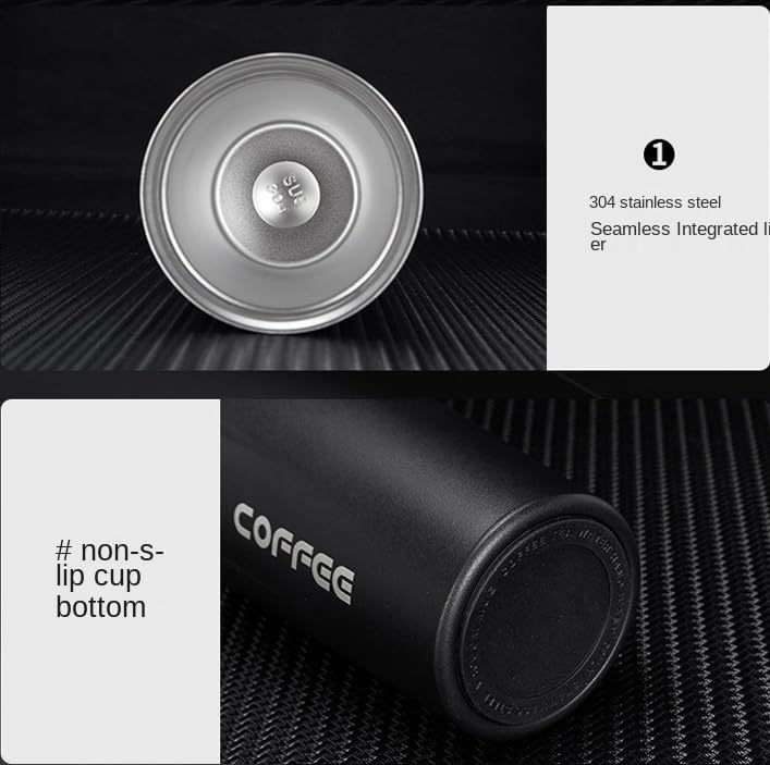 COFFEE MUG, Thermos Travel,Thermal Vacuum Flask Insulated Cup Milk Tea Water Bottle 510ML Stainless Steel Coffee Mug (black)