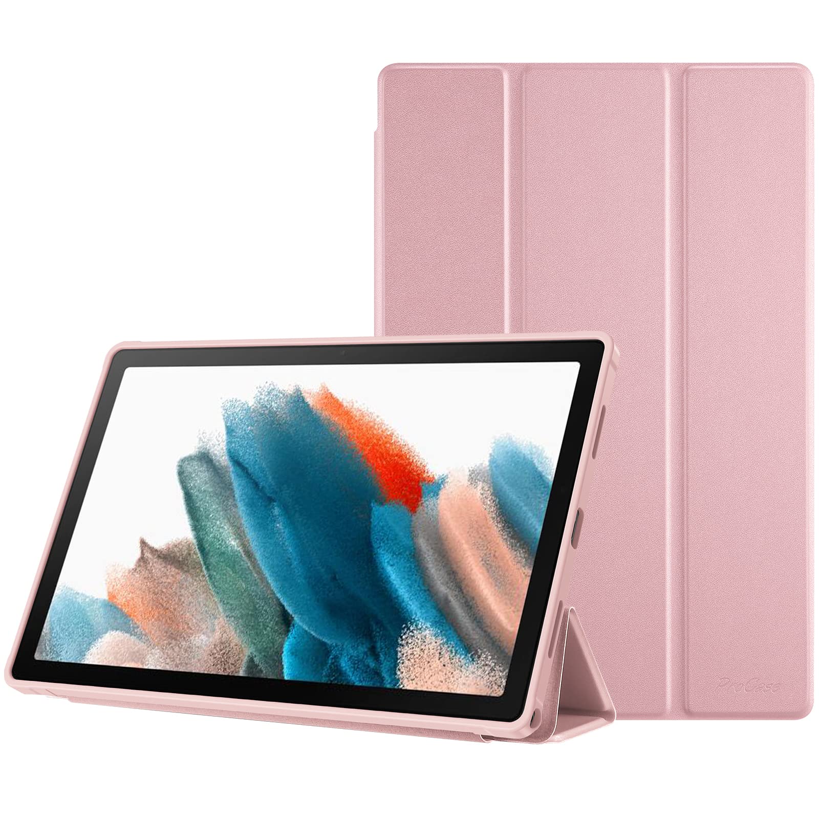 ProCase Smart Case for Galaxy Tab A8 10.5 inch 2022, Trifold Lightweight Protective Smart Cover with Translucent Back for 10.5” Galaxy Tab A8 SM-X200 X205 X207 –Pinkgold