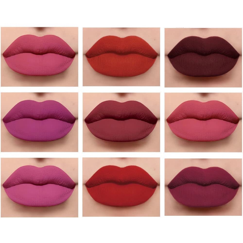 FAEYLI MAKEUP 9Pcs Matte Liquid Lipstick+1Pcs Lip Plumper Makeup Set Kit,women 24 hour stay waterproof long lasting lip gloss (A-Set 9+1 Colors 02)