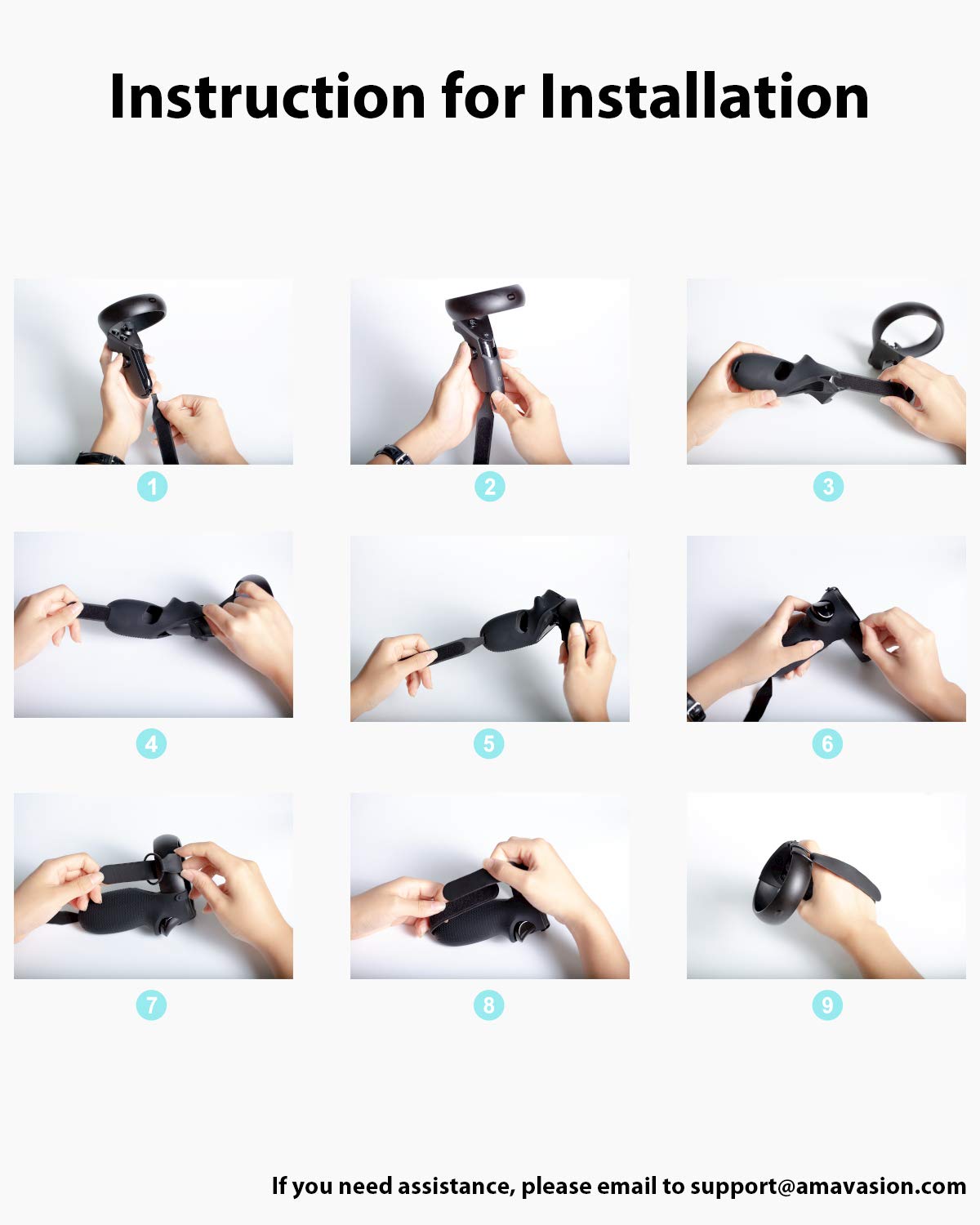 Compatible with Oculus Quest Touch Controller Grip Cover, Amavasion Soft Silicone Accessory Cover with Anti-Throw Handle Strap