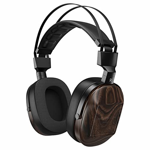 Linsoul BLON B60 50mm Beryllium-Coated Diaphragm HiFi Over-Ear Close-Back Headphone with Wooden Faceplate, Copper Cable, Stainless Leather Headband for Studio Musician Audiophile (BL-B60, Black)