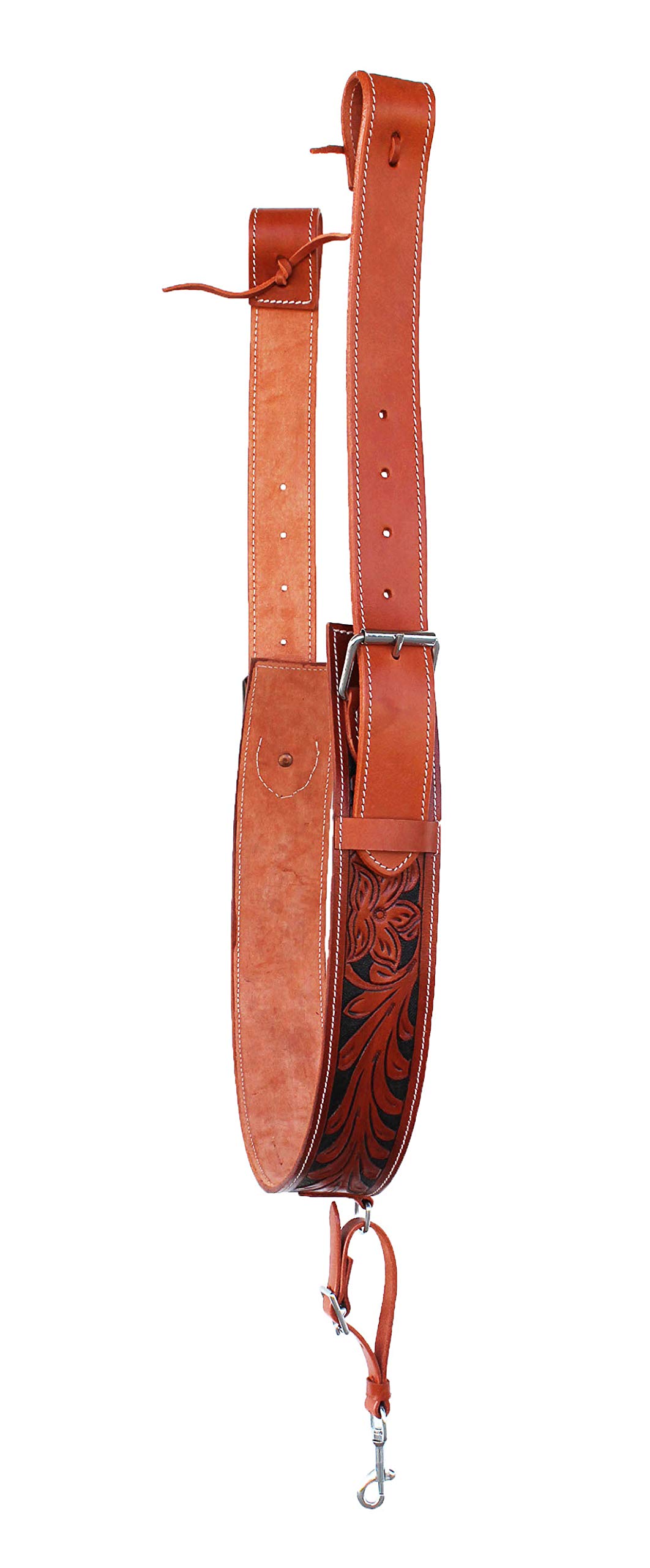 Challenger Western Floral Tooled Leather Rear Flank Back Cinch w/Billets 9776