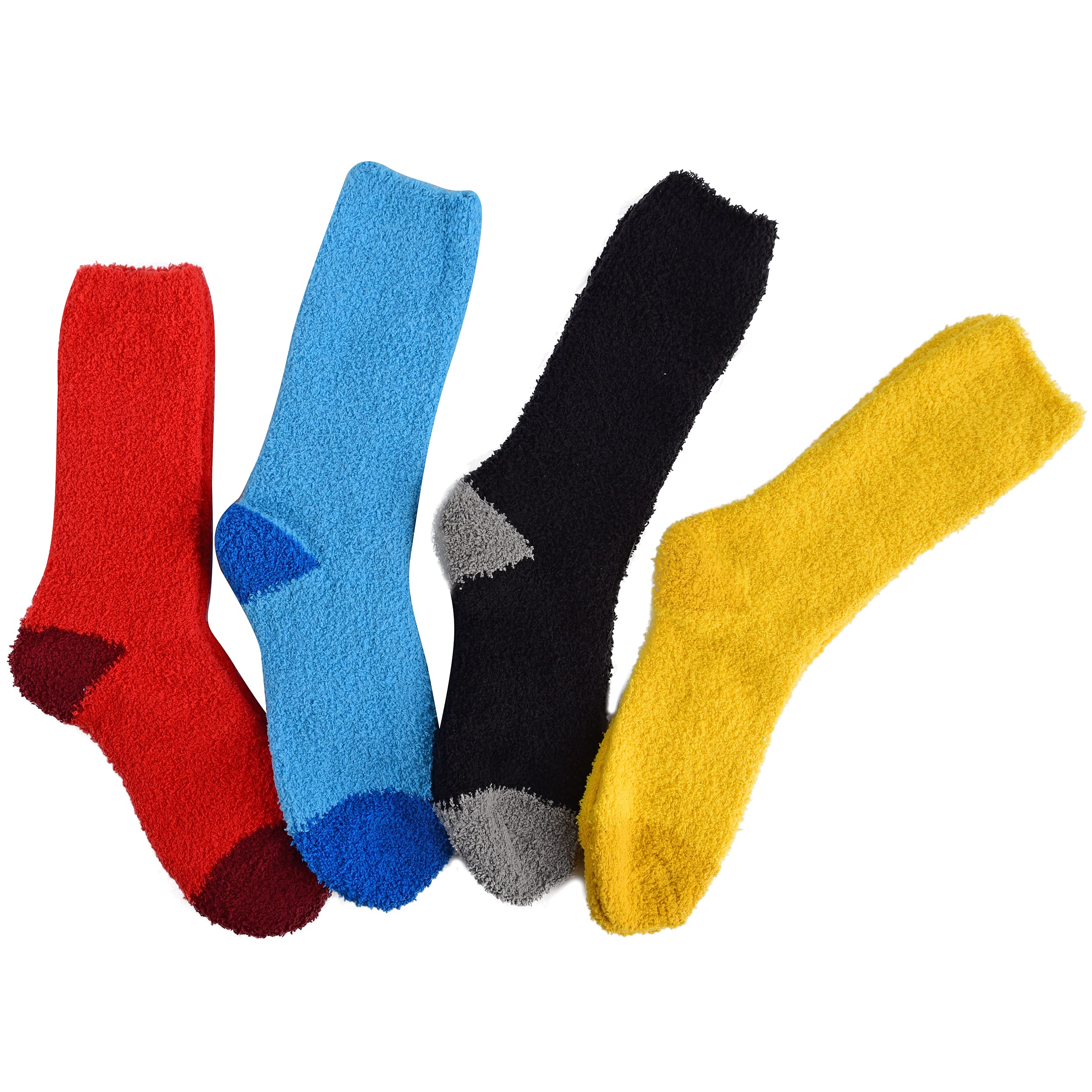 CyberGoods Men's Very Fuzzy Socks,Thermal,One Size Fits All,4 Pack,Black,Baby Blue,Honey Yellow,Wine Red