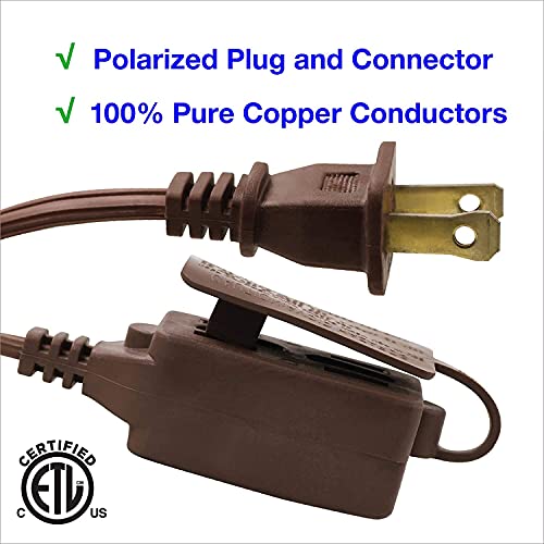Clear Power 6/9/12 ft (3 Pack) Indoor Extension Cord, Brown, 3 Outlets with Safety Cap, 2 Prong Polarized Plug, Perfect for Homes, Offices, and Kitchens, 3 Variety Pack, DCIC-0216-DC