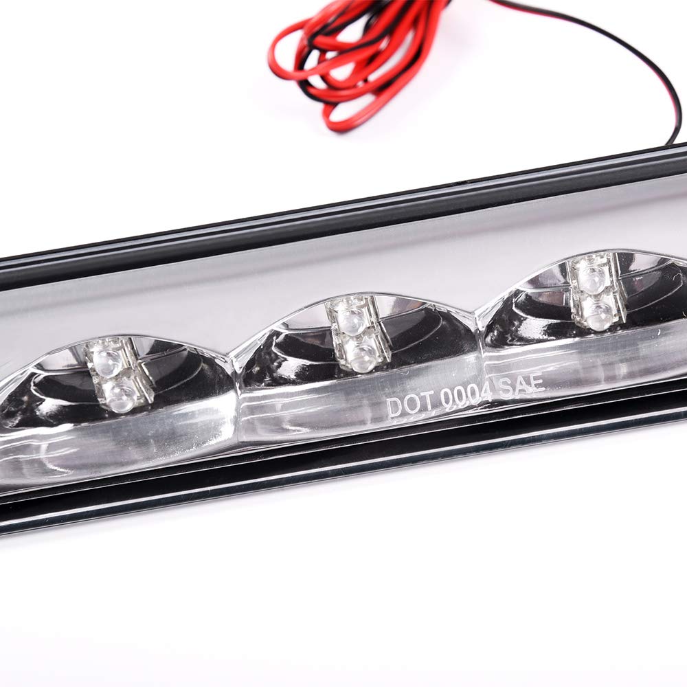 CNNELL Truck Cap Third Brake Light Clear lens Red LED Replaces AT-LED-36R 3rd Brake Tail Light Lamp (clear lens chrome housing)
