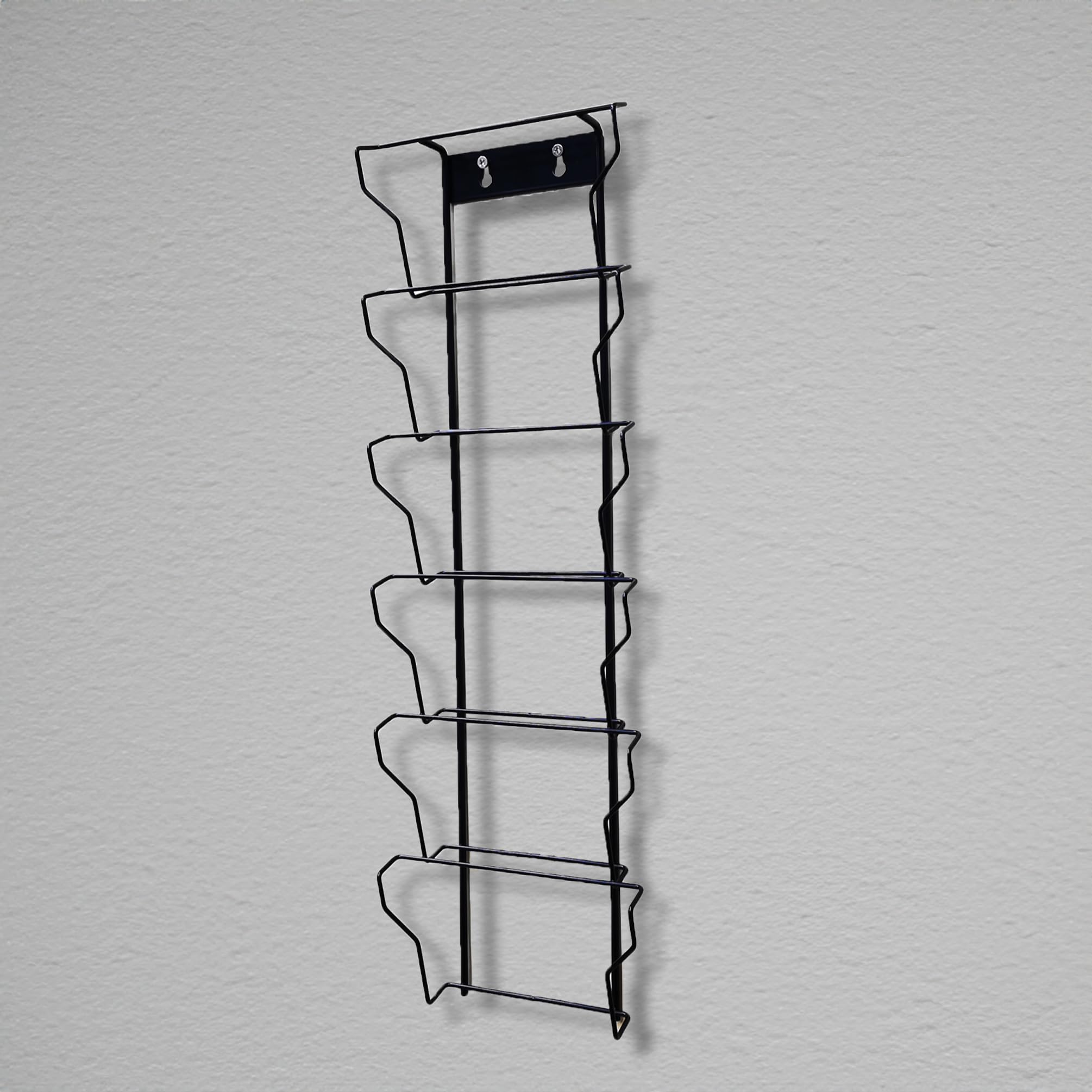 FixtureDisplays® Horizontal Wall Mounting 6 Pockets 6 X 4 Greeting Card Post Card Rack 6.7 X 2 X 21.3 11714-6*4-Black-NF