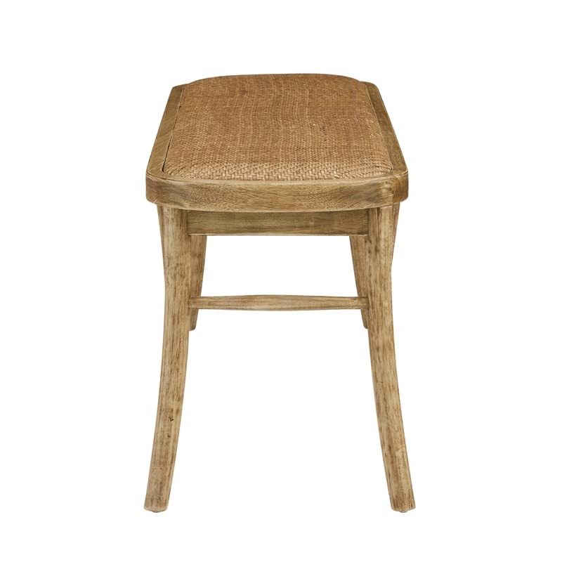 Linon Dallas Wood and Rattan Bentwood Bench in Brown