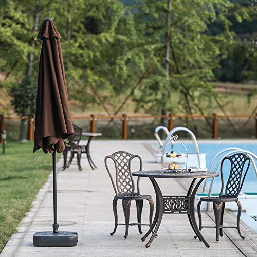 LOKATSE HOME Table Outdoor Market Patio Umbrella with Crank 9 Feet 6Ribs, Brown-Small