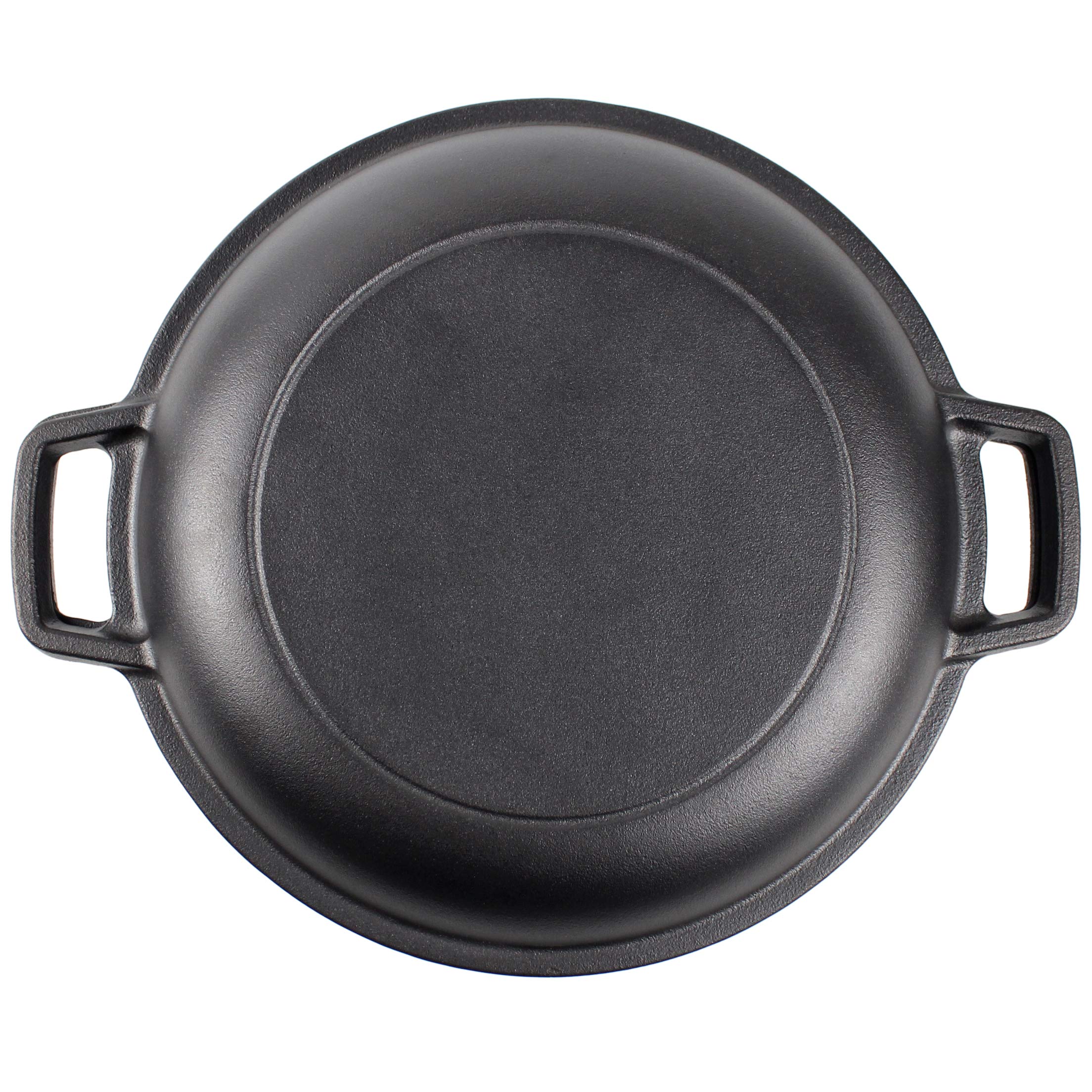 Cast Iron Dutch Oven with Skillet Lid - 10.23β diameter, 5 qt - Multi Cooker Stock Pot For Frying, Cooking, Baking & Broiling + 2 silicone potholders