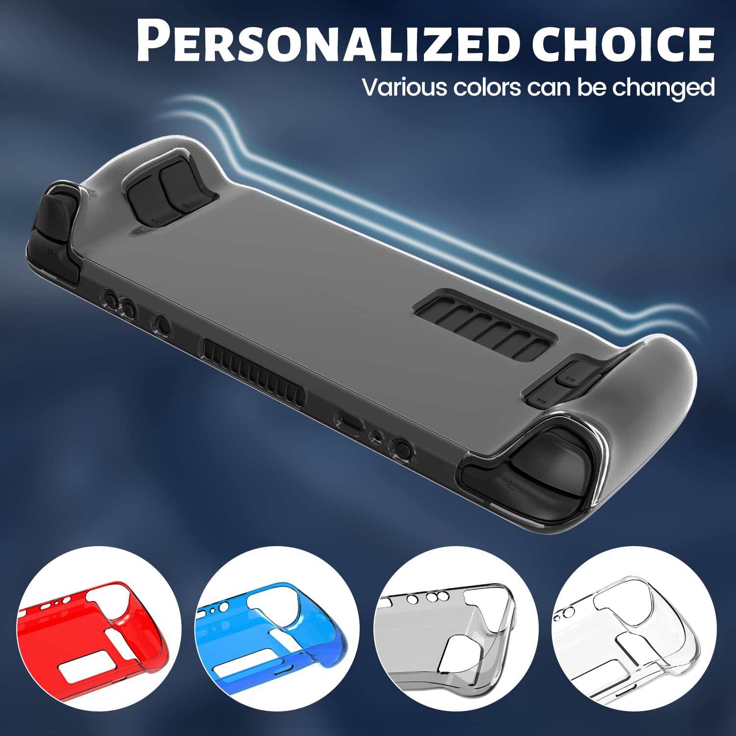 Darkvollat Protective Case for Steam Deck,Soft rubber protective case,Anti-Drop and Anti-Skid Protective Case (transparent black)