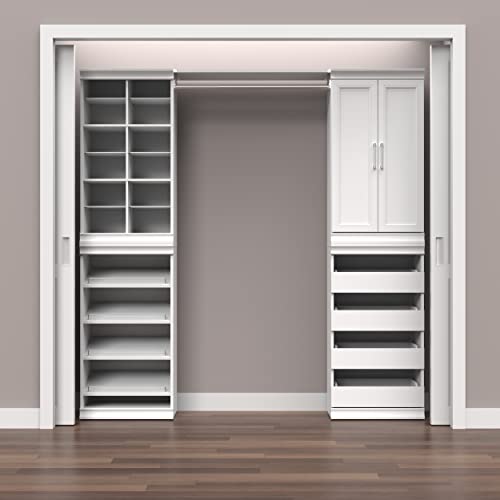 ClosetMaid Modular Storage Angled Shelves, Wood Closet Organizer Adjustable, Stacking, Full Backer, Decorative Trim, White, Shoe Shelf Unit