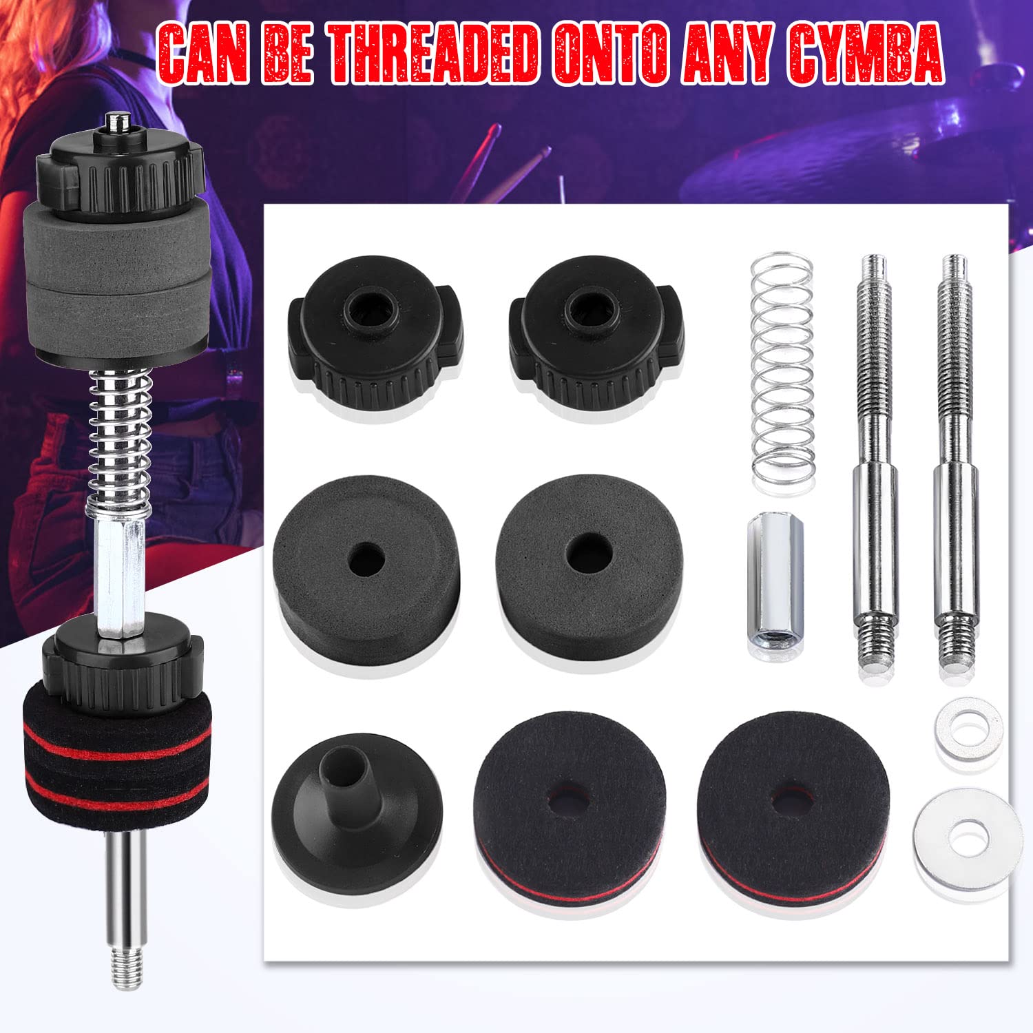 Facmogu Black Cymbal Stacker, Heavy Duty Hi Hat Cymbal Clutch Stand Post for Percussion Instrument, Hi hat Cymbal Clutch Double Layer Stacker for Jazz Drum Accessories Percussion Parts