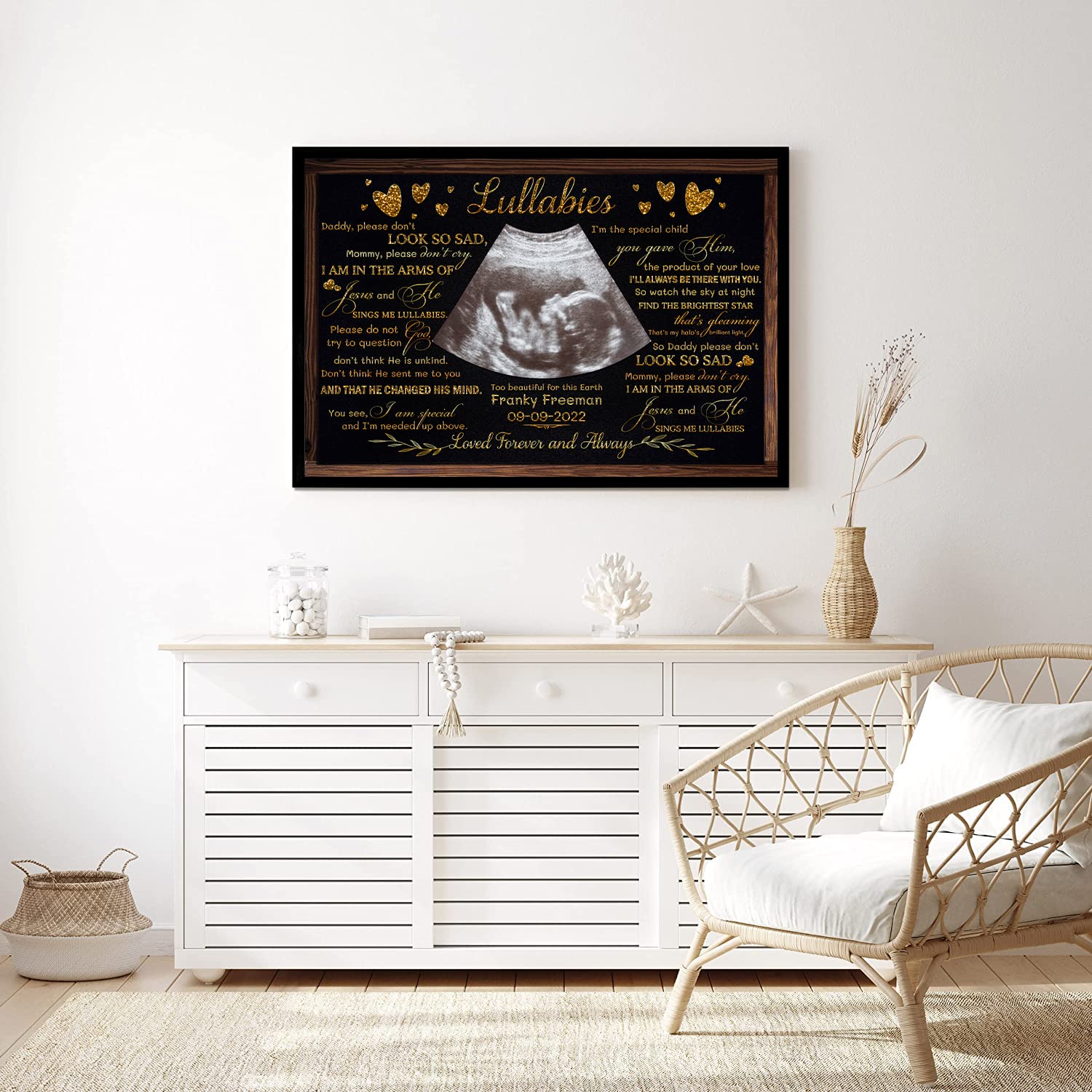 HANIKID Personalized Baby Memorial Canvas Too Beautiful For This Earth Wall Art Poster Gift For Loss Of Stillborn Infant Miscarriage Child In Loving Memory Remembrance Sympathy Idea For Grieving Mom