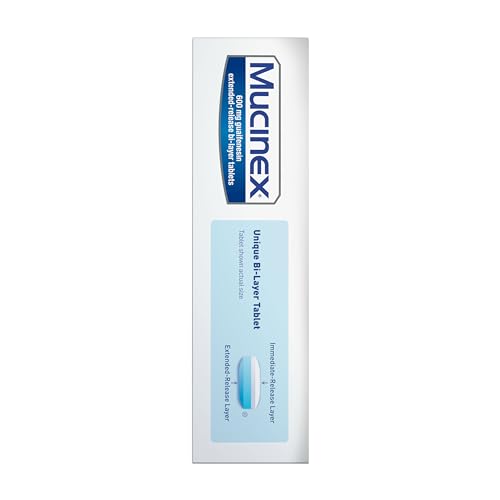 Chest Congestion, Mucinex 12 Hour Extended Release Tablets, 68ct, 600 mg Guaifenesin Relieves Chest Congestion Caused by Excess Mucus, #1 Doctor Recommended OTC Expectorant