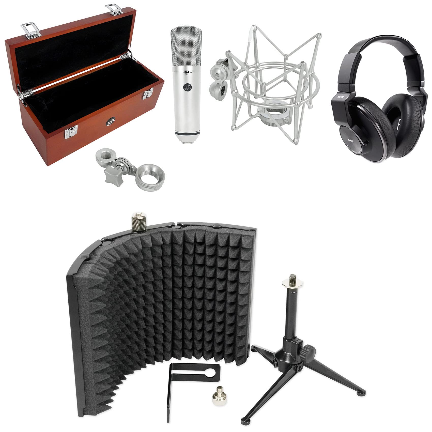 Warm Audio WA-87 R2 Nickel FET Condenser Microphone Recording Mic+AKG Headphones