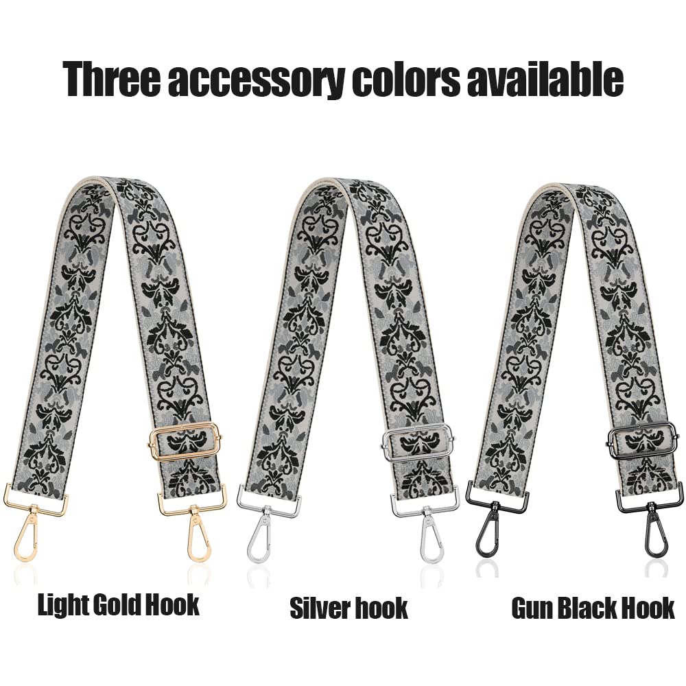 Embroidery Purse Strap for Women Crossbody Bag ,Silver,Gold Hardware,Adjustable Strap for Handbag ,Cross Body Belt for Shoulder Bags