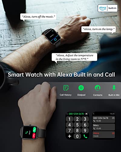 Smart Watch for Men Women (Answer/Make Call), 1.8" Touch Screen Activity Trackers for Android iPhone Compatible with Alexa Built in, Fitness Heart Rate Blood Oxygen Sleep Monitor, IP68 Waterproof