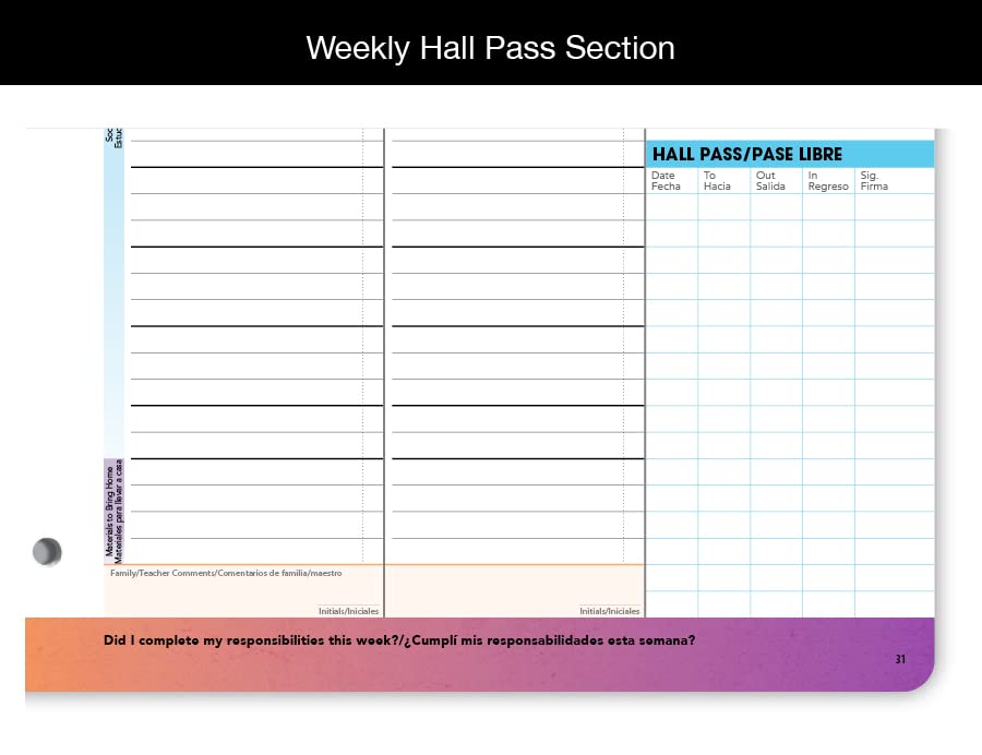Dated Bilingual Middle High School Student Planner for the 2023-2024 Academic School Year, Large (8.5" by 11") Matrix Style Datebook with Classic Bilingual Middle Matrix Cover