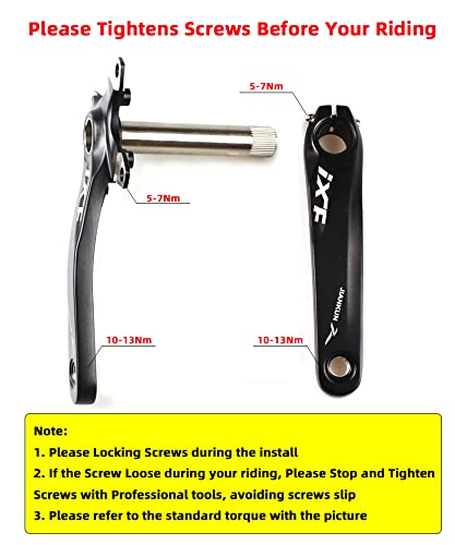 CYSKY Bike Crank Arm Set Mountain Bike Crank Arm Set 170mm 104 BCD with Bottom Bracket Kit and Chainring Bolts for MTB BMX Road Bicyle, Compatible with Shimano, FSA, Gaint (Black)