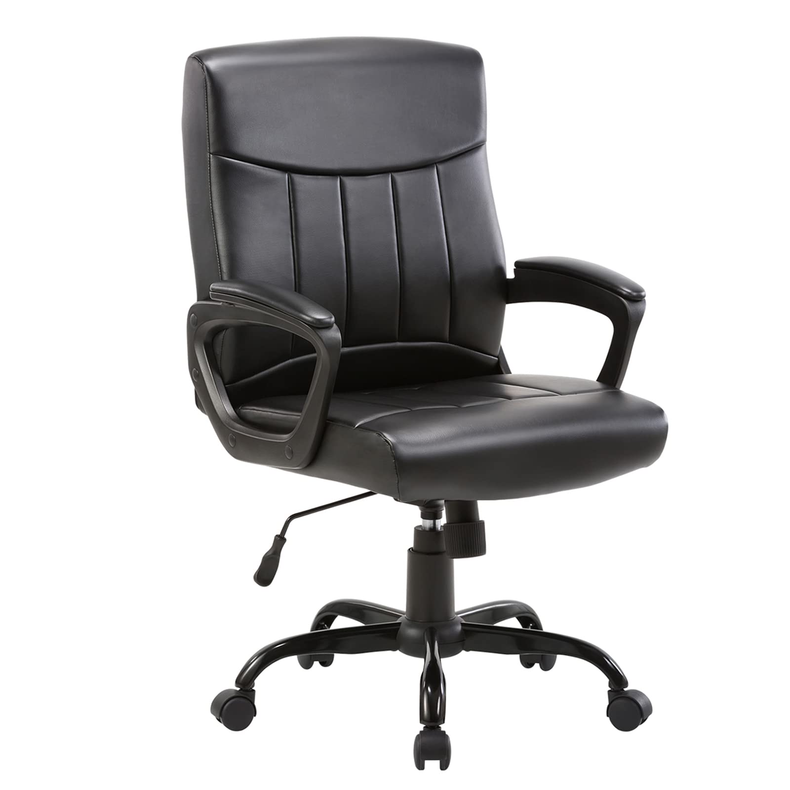 CLATINA Mid Back Leather Office Executive Chair with Lumbar Support and Padded Armrestes Swivel Adjustable Ergonomic Design for Home Computer Desk