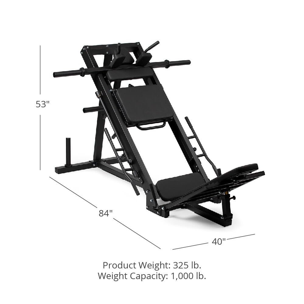 Titan Fitness Plate-Loaded Linear Leg Press and Hack Squat Machine, Rated 875 LB Sled Carriage, Lower Body Specialty Machine