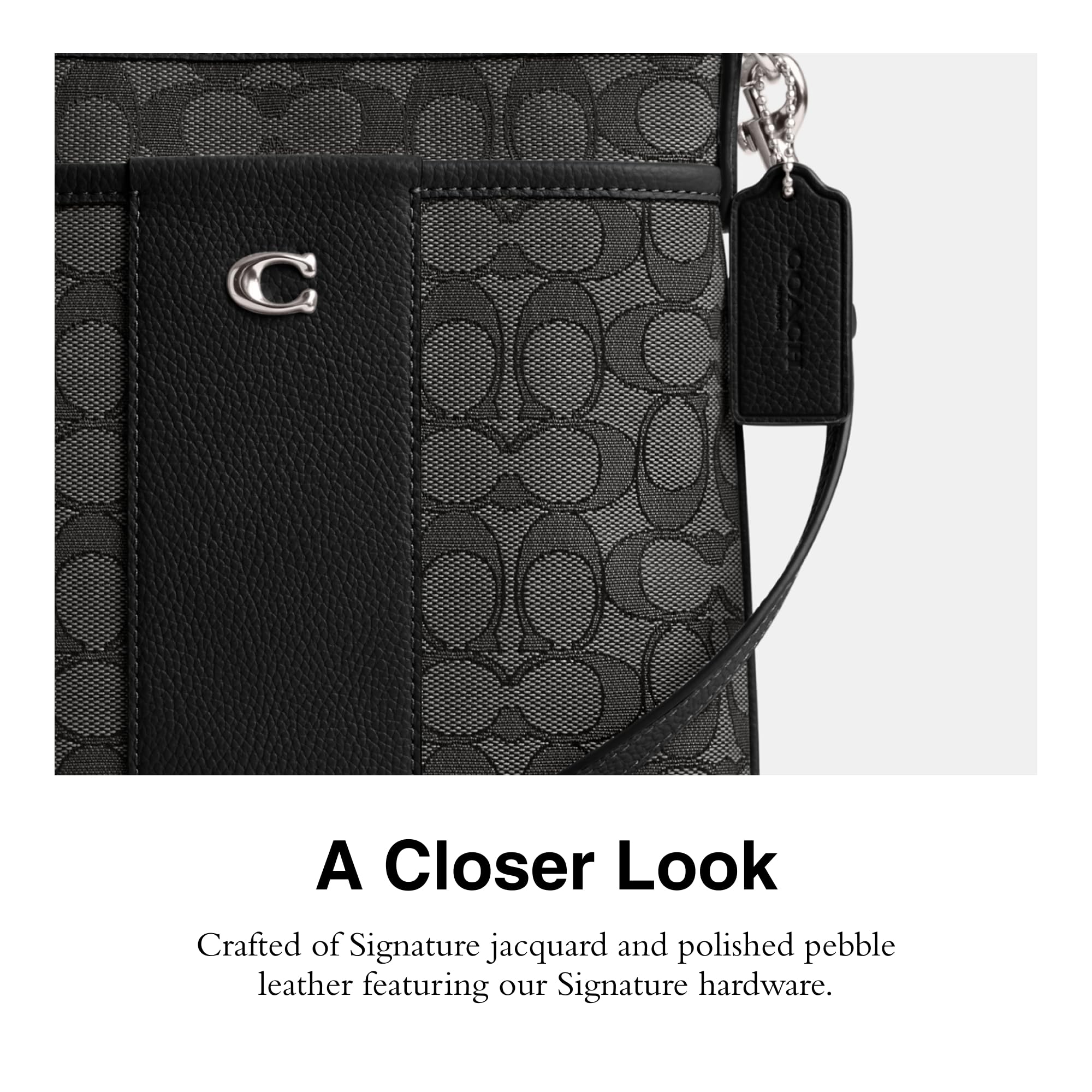 COACH Box Program Signature Jacquard Kitt, Smoke Black, One Size