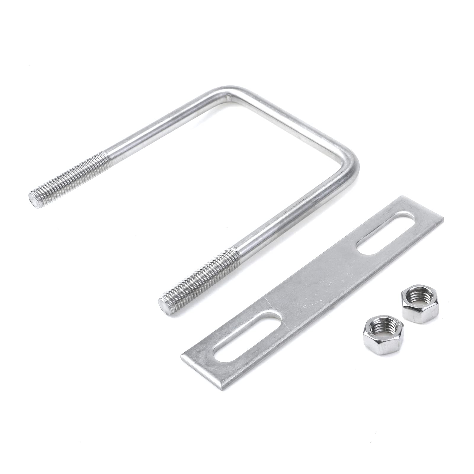 Faotup 2PCS Silver Square U-Bolts,U Bolts Stainless Steel,U Bolt Tie Down,U Bolt with Plate,M12*100 * 150