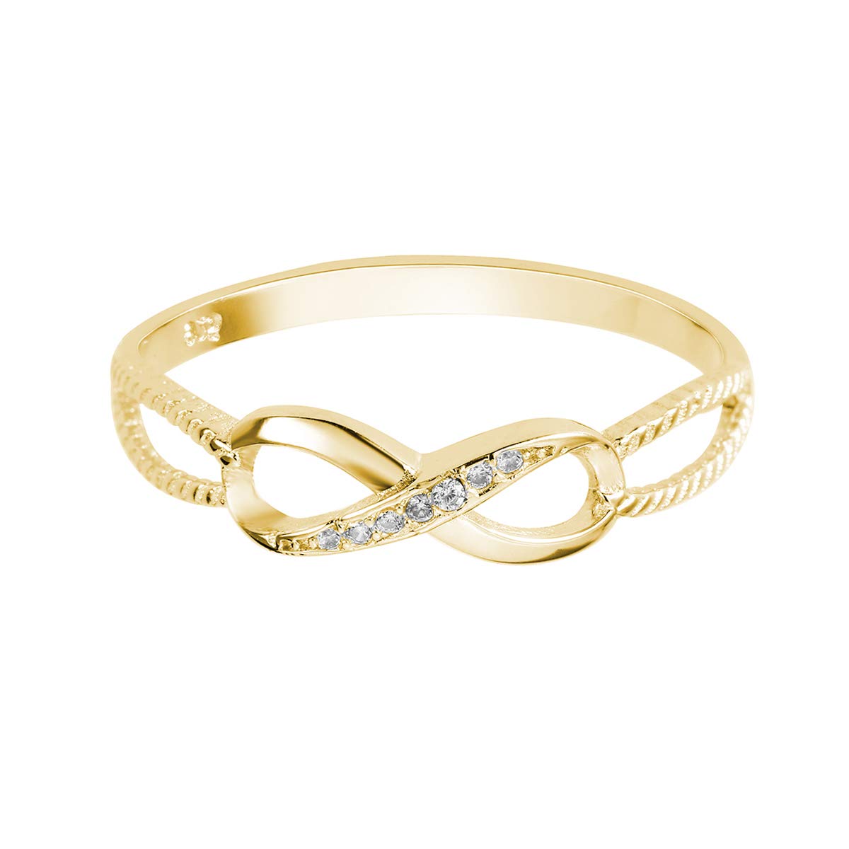 CloseoutWarehouse Cubic Zirconia Designer Aura Infinity Ring Yellow Gold-Tone Plated Sterling Silver Size 11