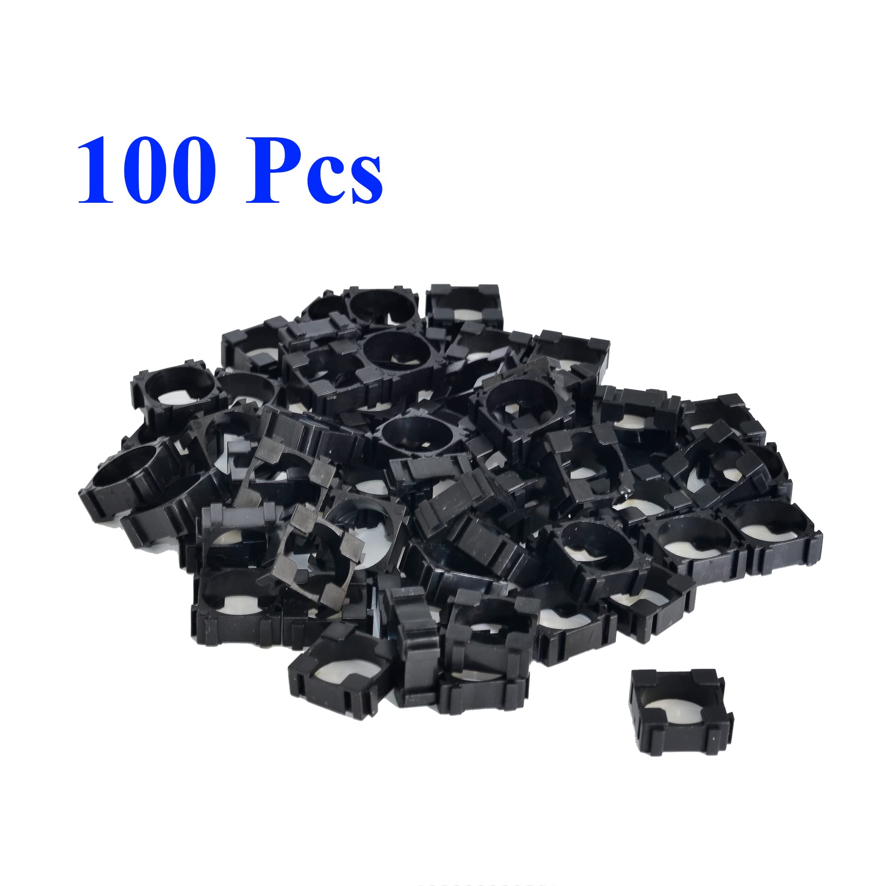QJFCare 100Pcs 18650 Lithium Battery Holder, Plastic Li-ion Battery Pack Bracket Safety Spacer Radiating Shell Storage Bracket, Cylindrical Cell Battery Stand Cell Spacer for DIY Fixed Battery