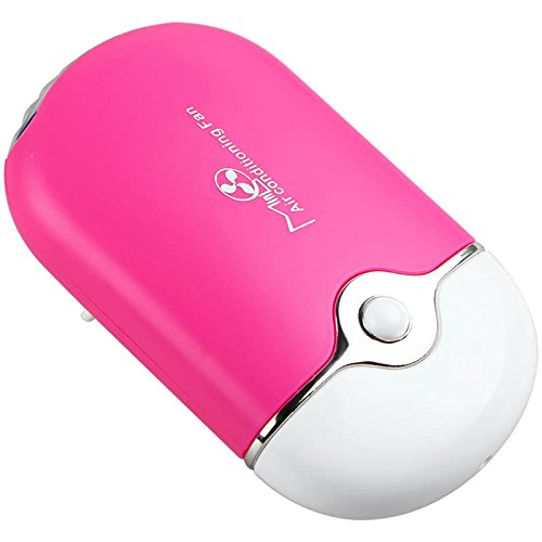 ThreeH Portable Mini Personal Fan Handheld USB Rechargeable Bladeless Air Conditioner Mute Electric Built-in Li-ion Battery Powered Desk Cooling Fan H-F015Pink