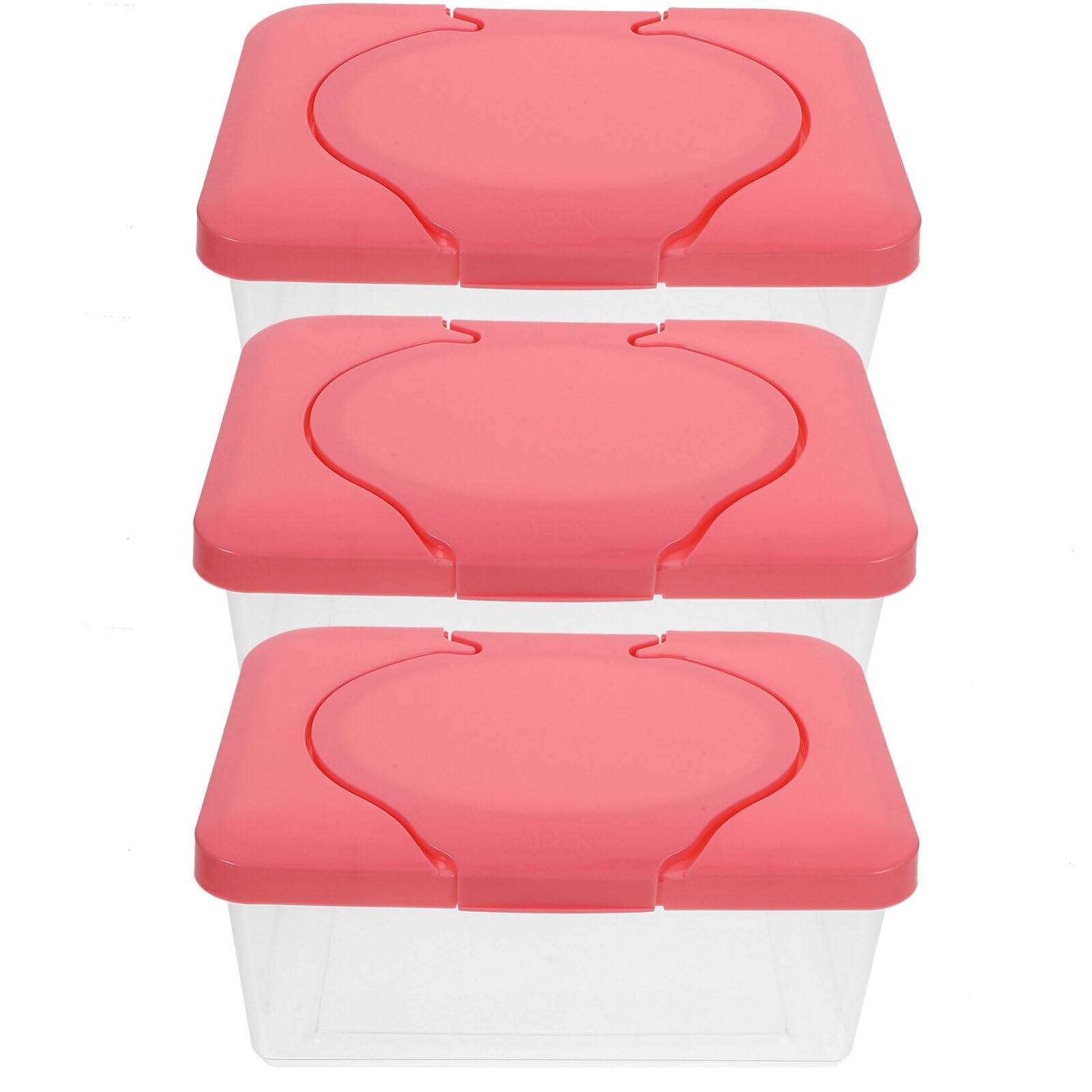GLEAVI 3Pcs Wipes Dispenser Container Wet Wipes Storage Box with Lid Baby Wipe Case Holder for Keeping Wipes Fresh Home Office Desk B