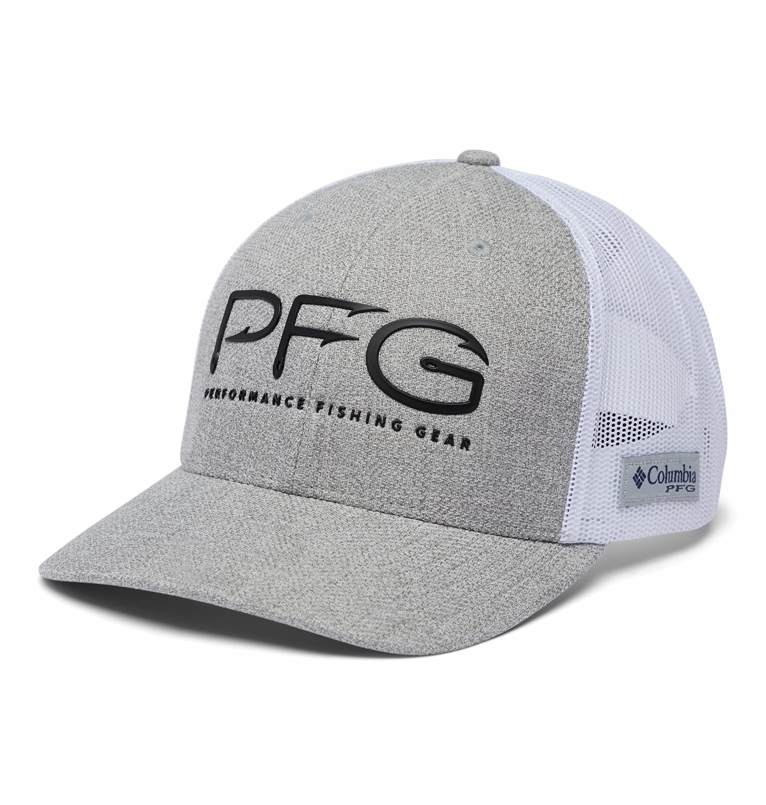 Columbia Unisex-Adult PFG Mesh Snap Back Hooks Ball Cap, Breathable, Adjustable, Cool Grey Heather/Black