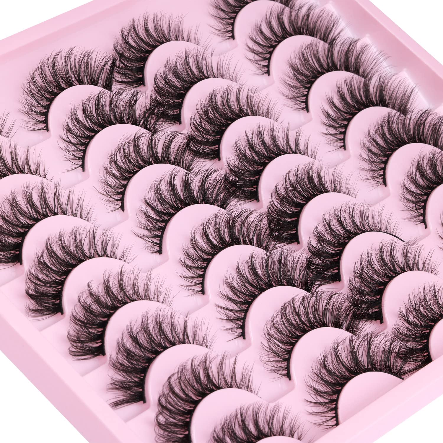 False Eyelashes Natural Look Wispy Fake Lashes Fluffy 15mm Short Cat Eye Faux Mink Eyelashes Wispies Strip Lashes Pack by Delyneph