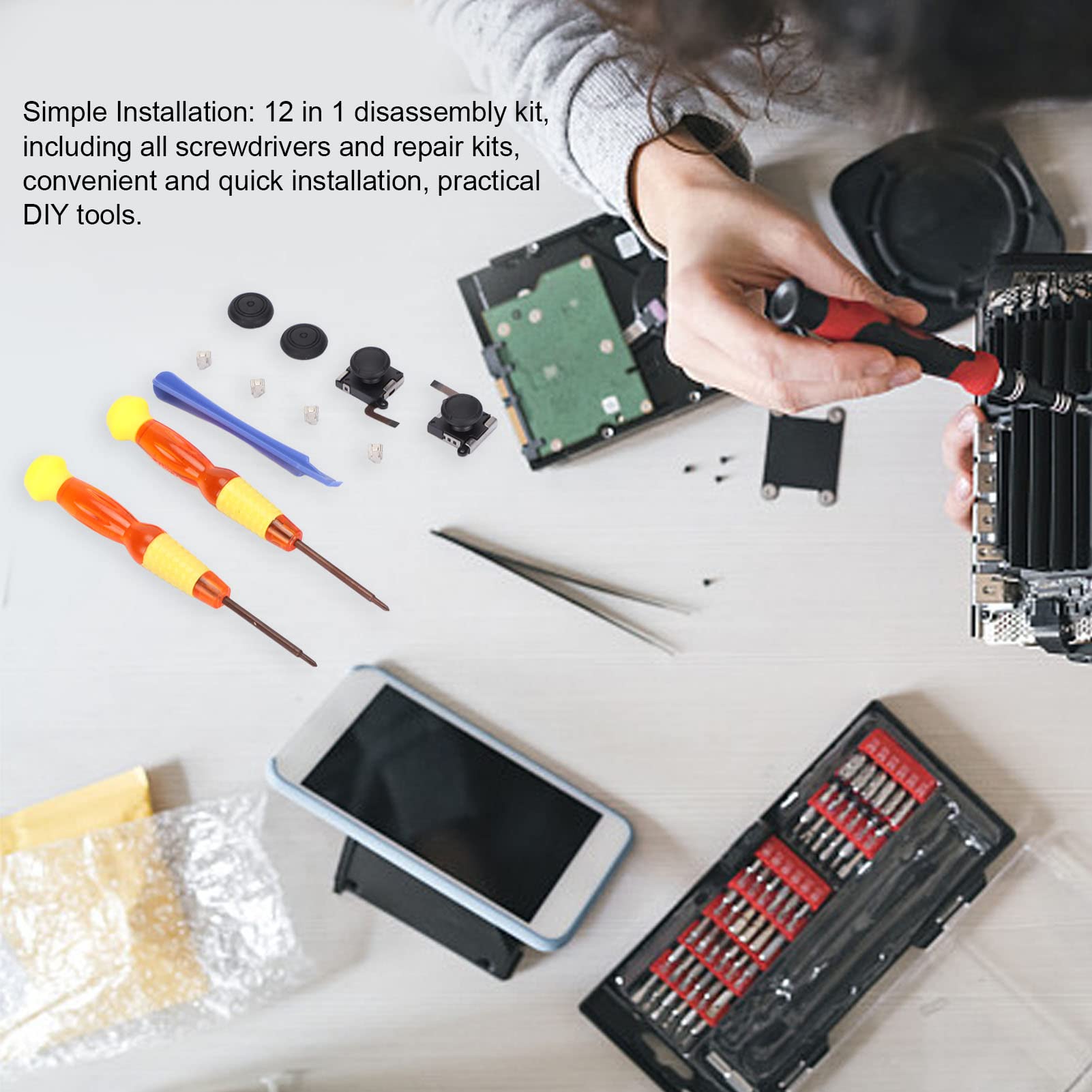DAUERHAFT 3D Joystick Disassembly Kit, Controller Repair Kit Wearable Metal Buckle for Switch Handle