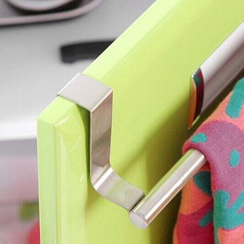 Generic Over Cabinet Towel Bar Rack Door Hanging Stainless Steel Hand Towel Holder Dish Towel Hanger for Bathroom Kitchen Random Color