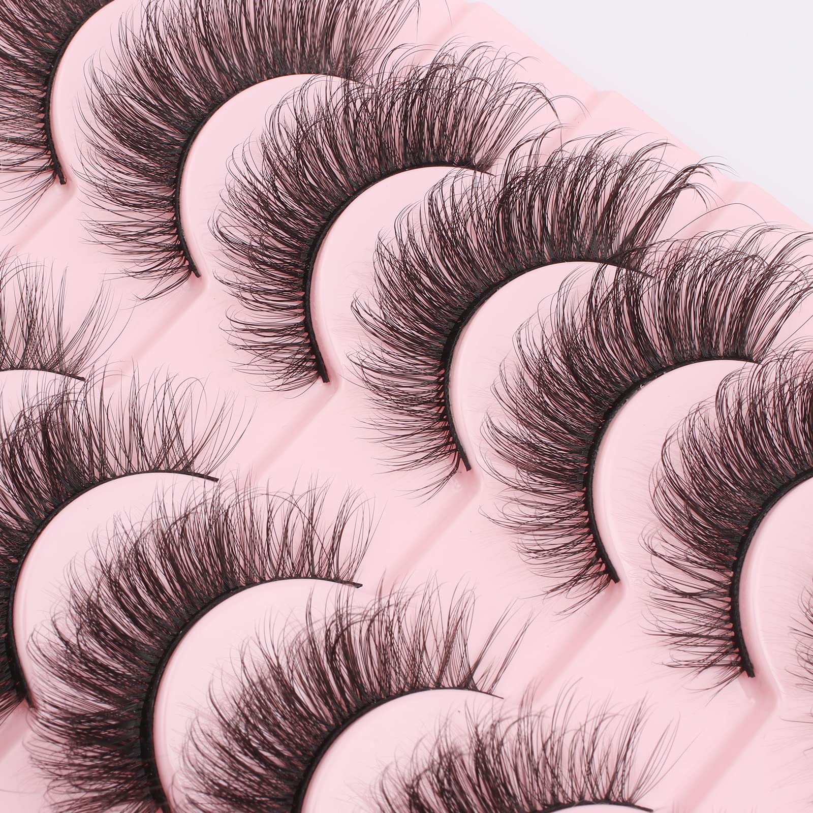 False Eyelashes Mink Lashes Clear Band Fluffy Curly Cat Eye Lashes Look Like Eyelash Extensions MilyBest Fake Eyelashes Lash Strips Pack