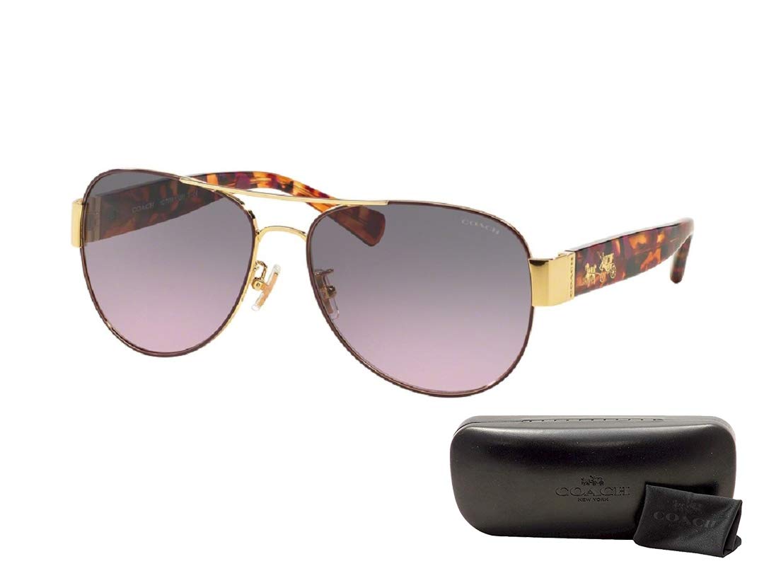 Coach HC7059 924890 58M Gold Purple/Purple Confetti/Grey Purple Gradient Aviator Sunglasses For Women+ BUNDLE with Designer iWear Eyewear Kit