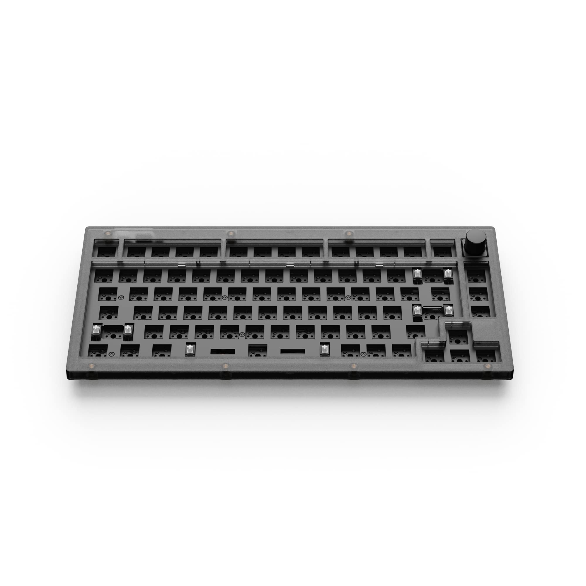 Keychron V1 Wired Custom Mechanical Keyboard Barebone Knob, 75% Layout QMK/VIA Programmable Macro with Hot-swappable Support Compatible with Mac Windows Linux (Frosted Black - Translucent)