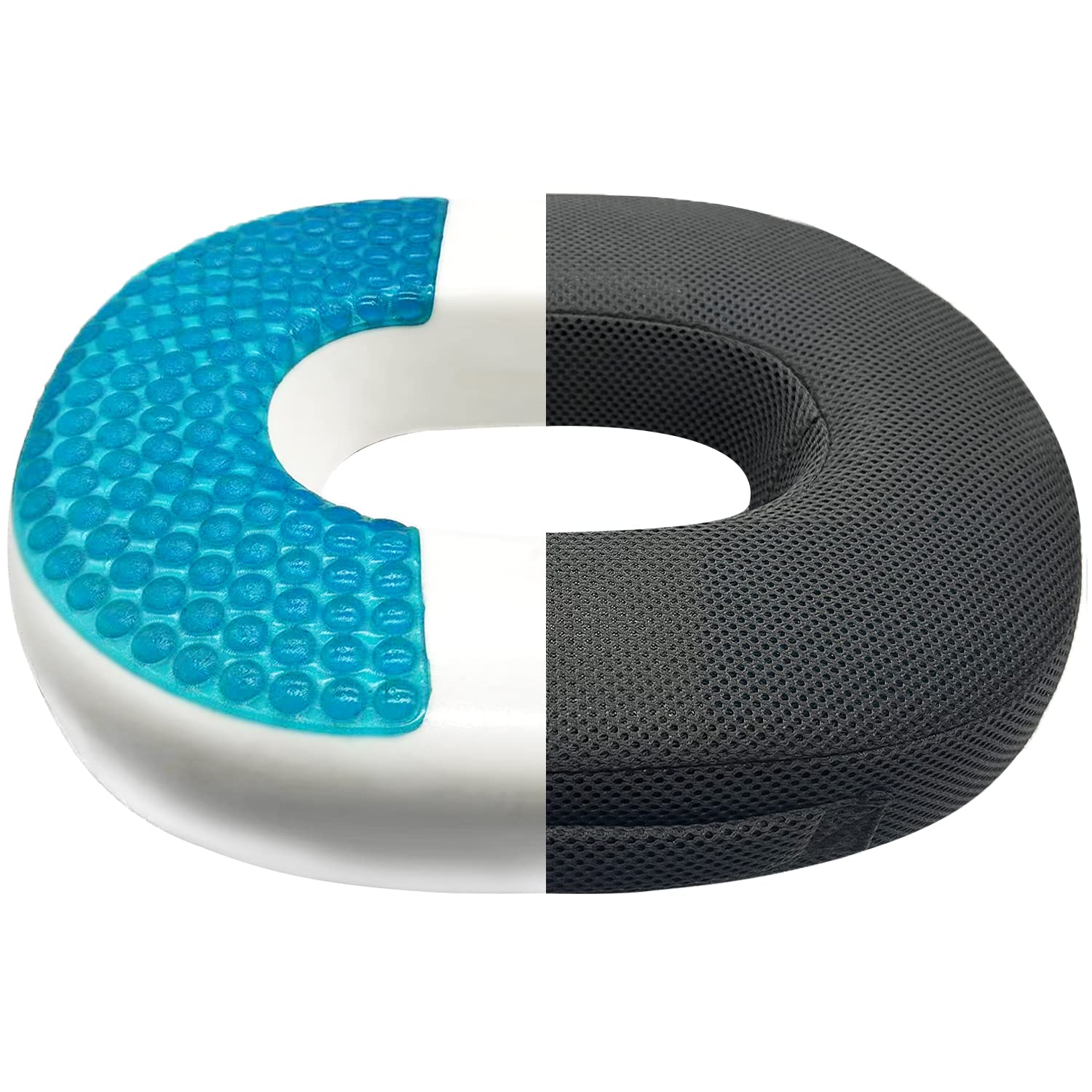 Donut Pillow Gel Seat Cushion Non-Slip Orthopedic Gel & Memory Foam Coccyx Cushion for Tailbone Pain - Office Chair Car Seat Cushion - Sciatica & Back Pain Relief (Black) (Black)