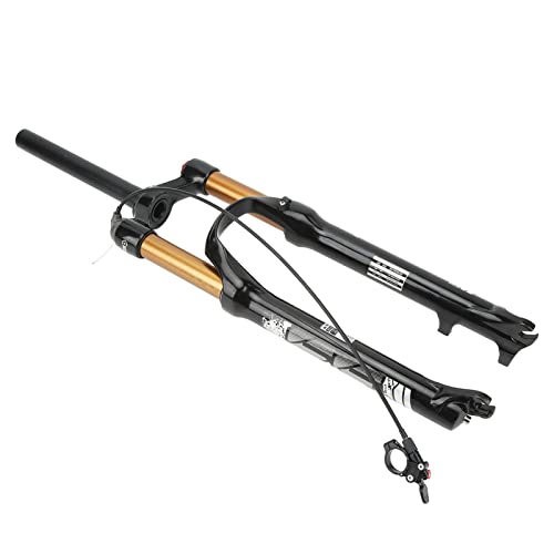 DAUERHAFT Bicycle Front Forks, 120mm Stroke 26inch Mg Aluminum Alloy Bike Suspension Air Fork Straight Steerer for Off Road