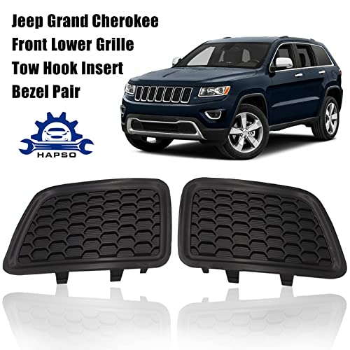 HAPSO Front Lower Grille Tow Hook Cover Fit For 2014-2016 Jeep Grand Cherokee Pair Driver & Passenger Side OEM Replace 68143099AC 68143098AC