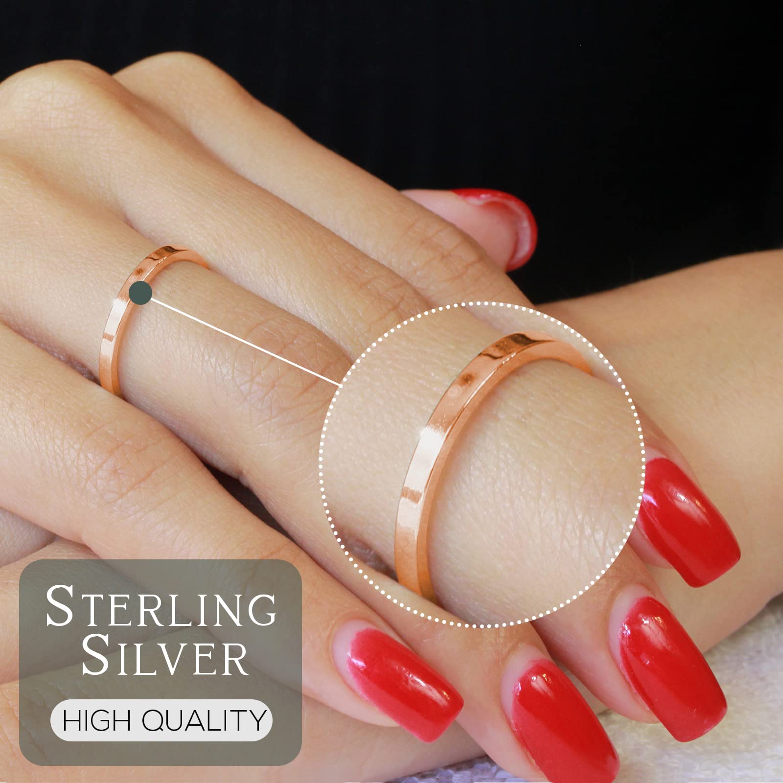 CloseoutWarehouse Rose Gold-Tone Plated Sterling Silver Flat Plain Bridal Band Ring 2MM Size 6