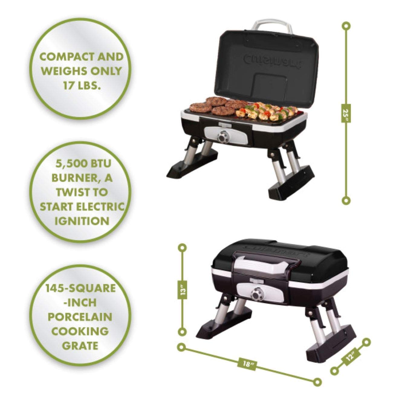 Cuisinart Portable Propane Gas Grill + Gas Grill Cover