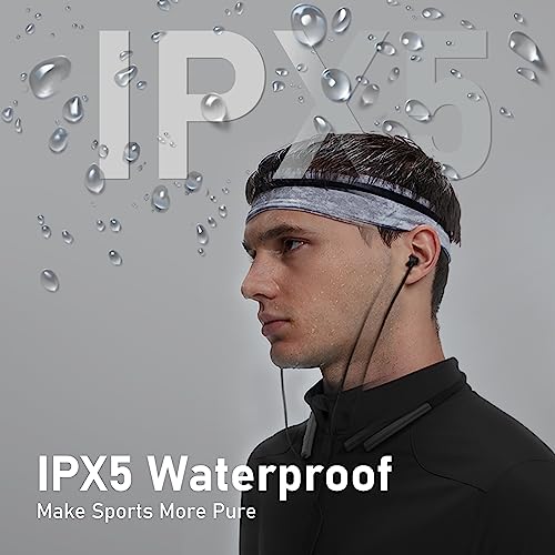 Mosonnytee Neckband Bluetooth Headphones Wireless Earphones Around The Neck Bluetooth Headphones with Microphone Comfortable Bluetooth Earbuds Neckband with 18-Hours playtimes