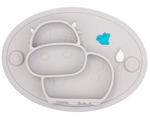 Silicone Divided Toddler Plates - Portable Non Slip Suction Plates Placemat for Children Babies and Kids BPA Free Baby Dinner Plate Bowl