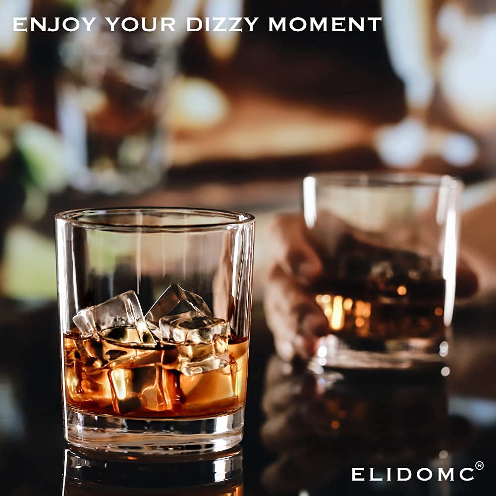 E ELIDOMC Italian Crafted 6Pcs Old Fashioned Whiskey Glasses, 11Oz Whiskey Glasses For Drinking Bourbon Scotch Cocktail Irish Whisky, Premiun Old Fashioned Glasses Set of 6