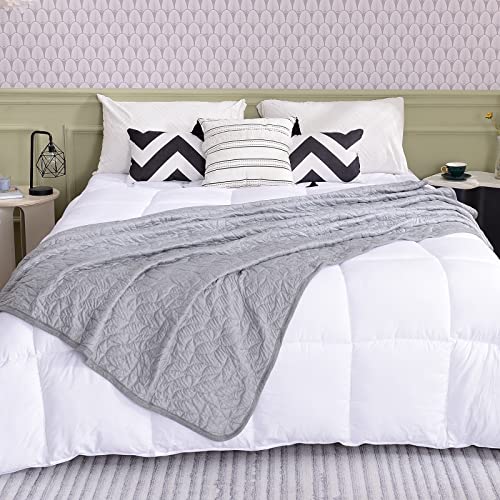SOCHOW Cooling Blanket for Bed, Lightweight Breathable Soft Double Side Summer Blanket for Adults Baby Kids, Grey 60 × 80 Inches